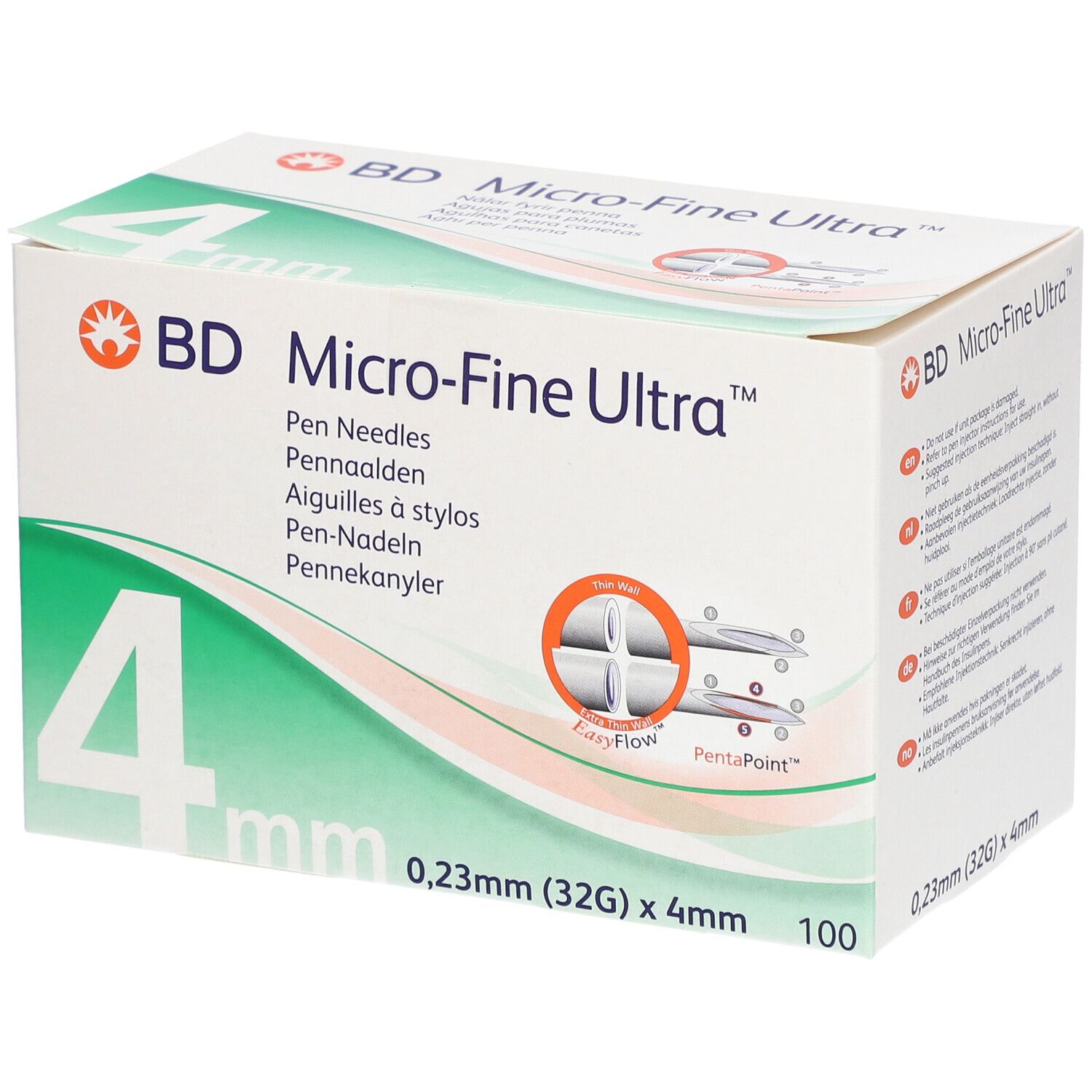 BD Microfine Ultra Pen Needle 4 mm 32g Thinwall 320141 100 pz - Redcare