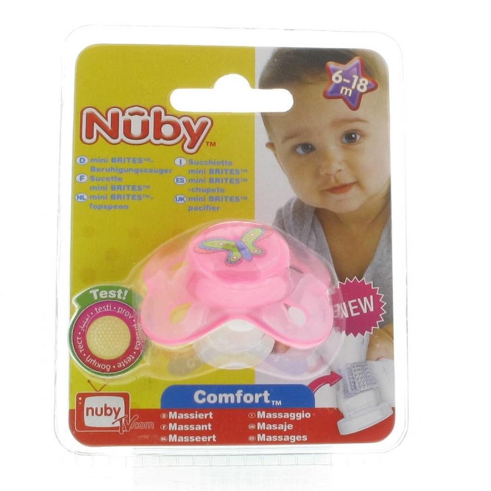 Nuby Pacifier Mini Brites Ovale 6-18m Pink 1 pz - Redcare