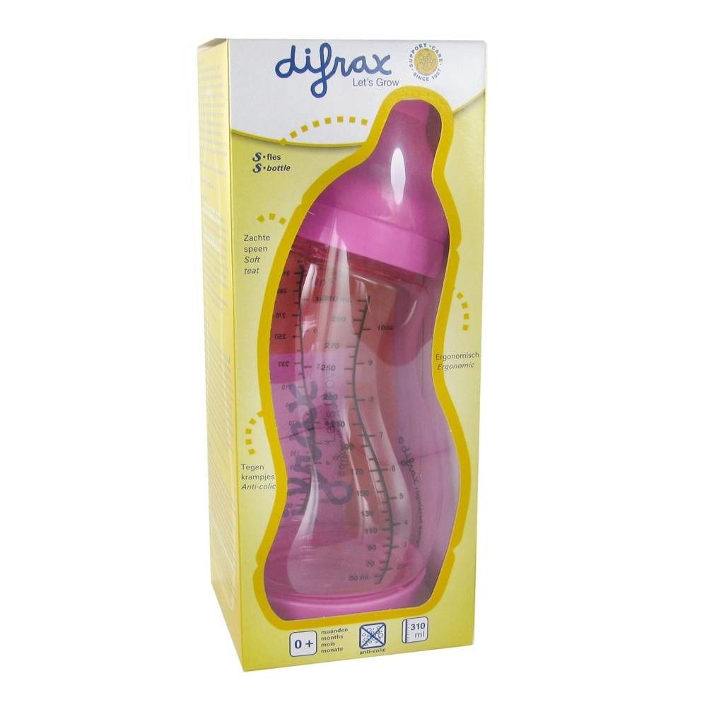 Difrax Suction Bottle Wide 310ml Pink 310 ml - Redcare