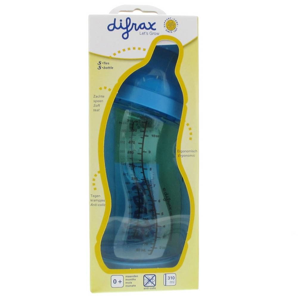 Difrax Suction Bottle Wide Blue 310 ml - Redcare