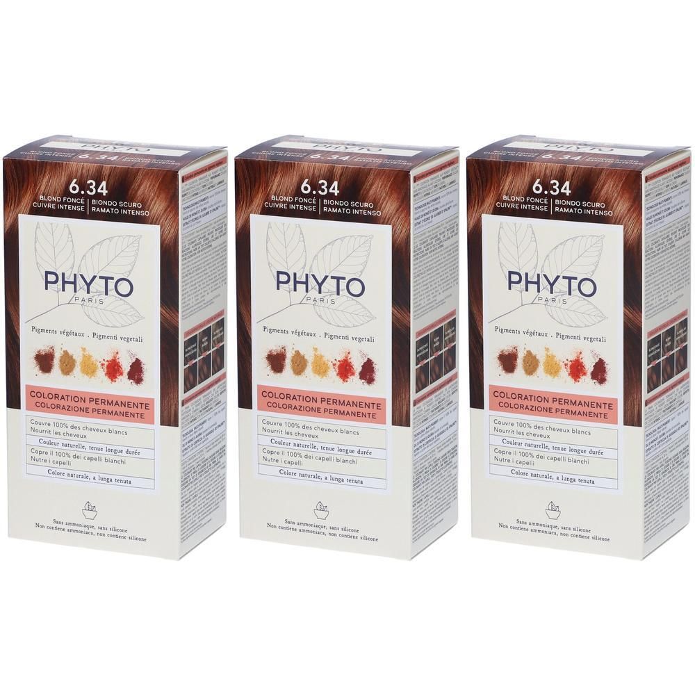 Phyto Color Kit 6,34 Biondo Scuro Ramato 1 Latte + 1 Crema + 1 Maschera ...
