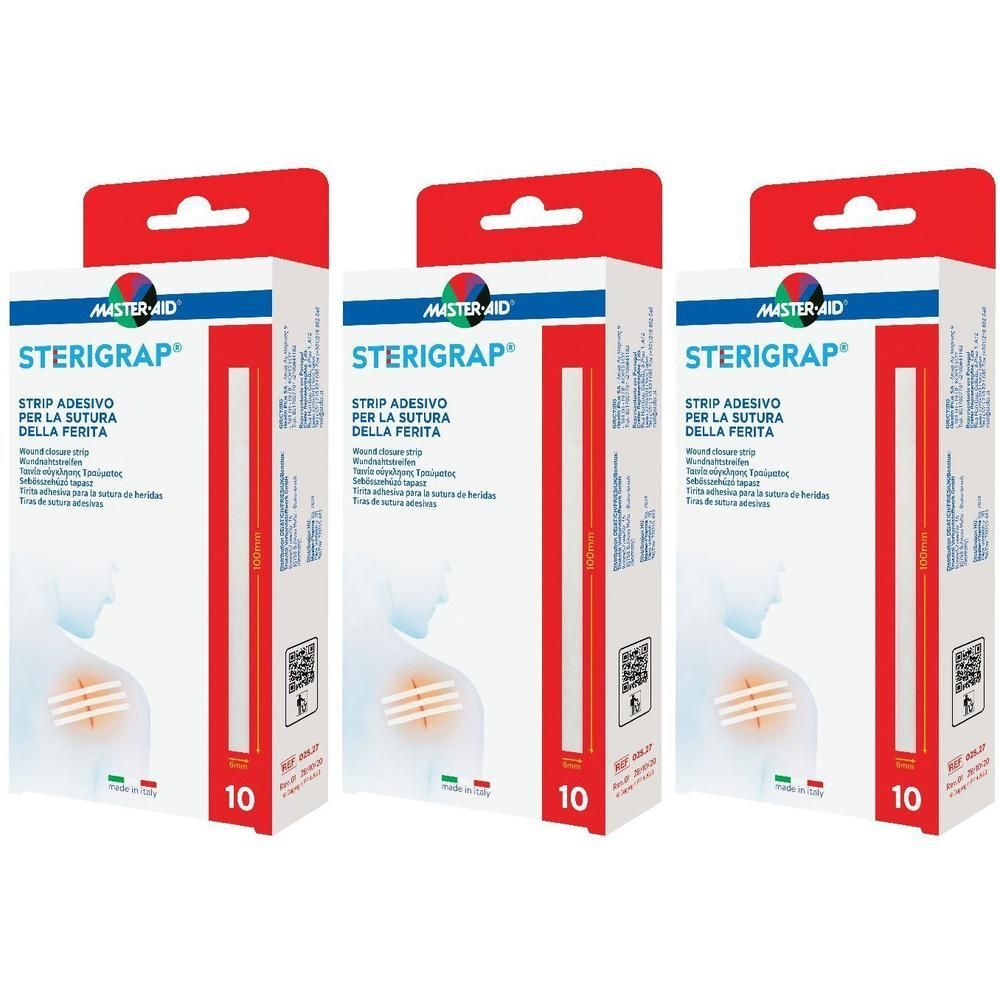 Master-Aid Sterigrap Strip Adesivo Sutura Ferite 100X6 Mm 10 Pezzi 3x10 ...