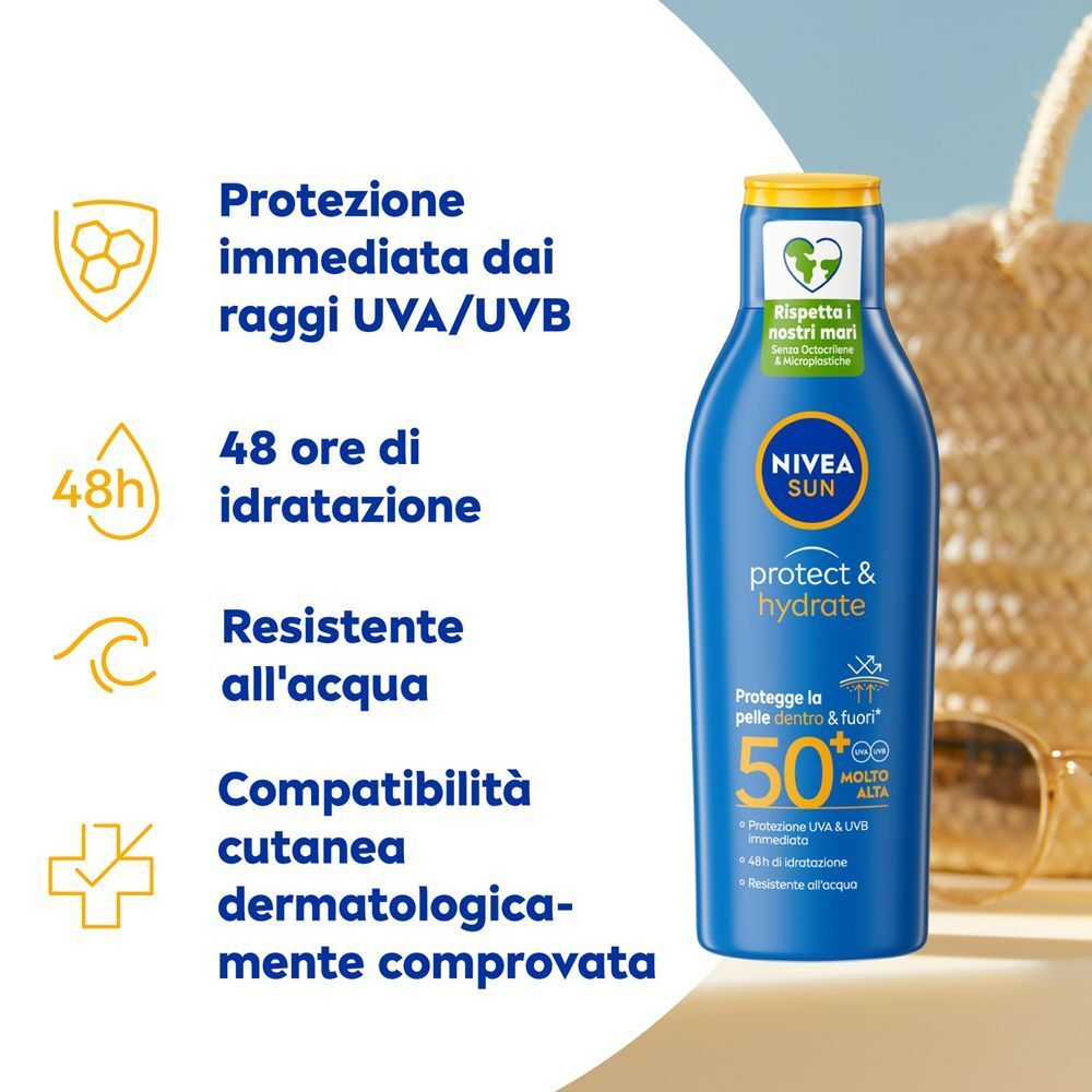 Nivea Sun Latte Solare Protect & Hydrate SPF50+ 100 ml, Crema solare 50 ...