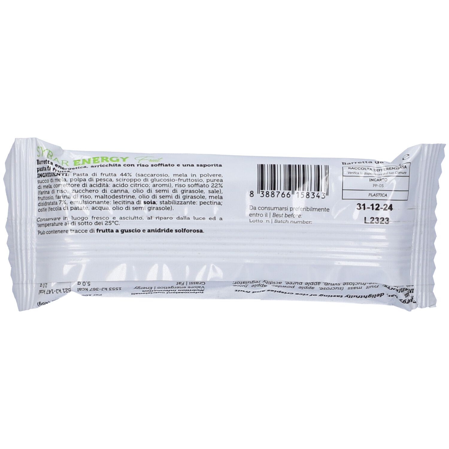 Sybar Energy Fruit Barretta Mela/Pesca 40 G 40 g - Redcare