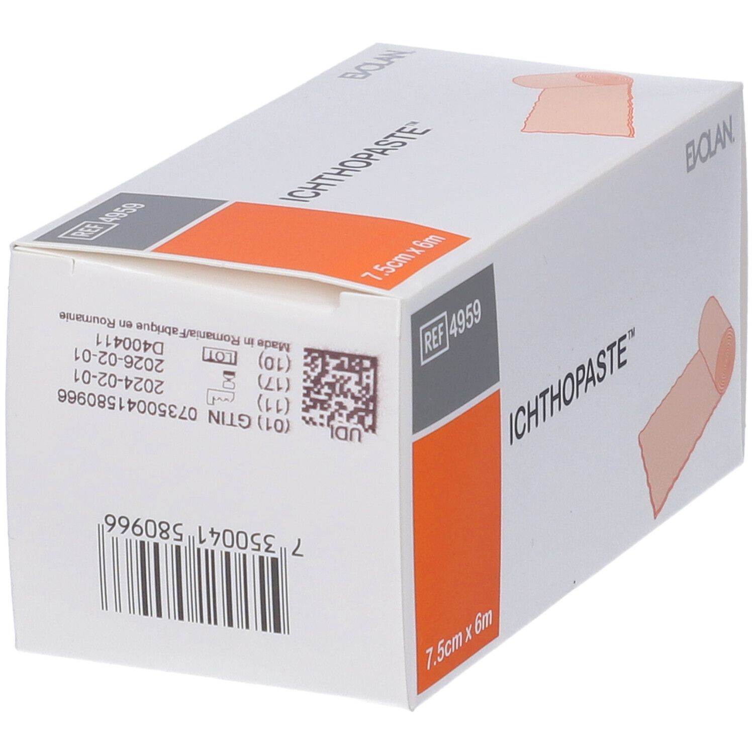 Evolan Ichthopaste Benda Medicata 7,5cm x 6m 1 pz - Redcare