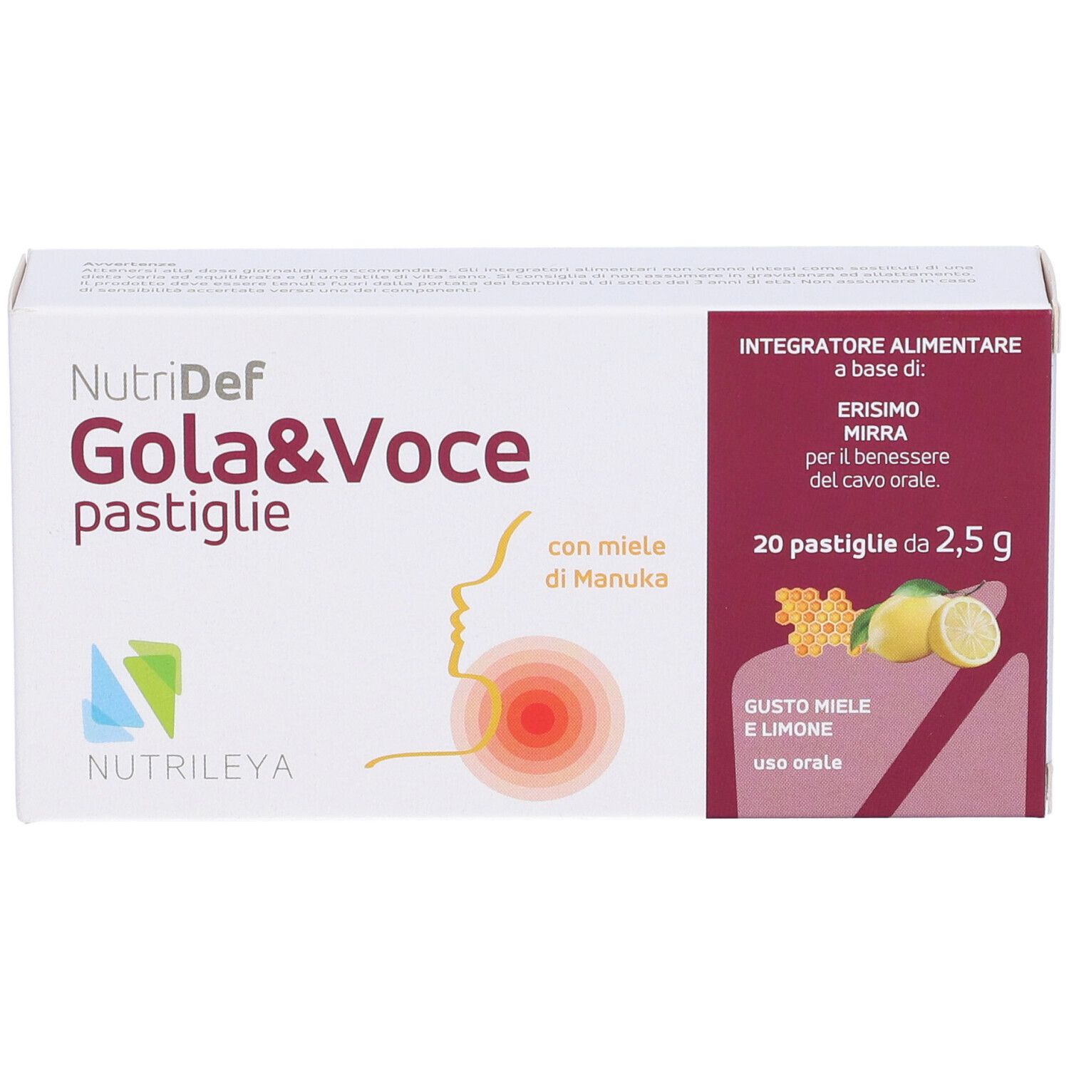 Nutridef Gola & Voce Miele E Limone 20 Pastiglie 50 g - Redcare