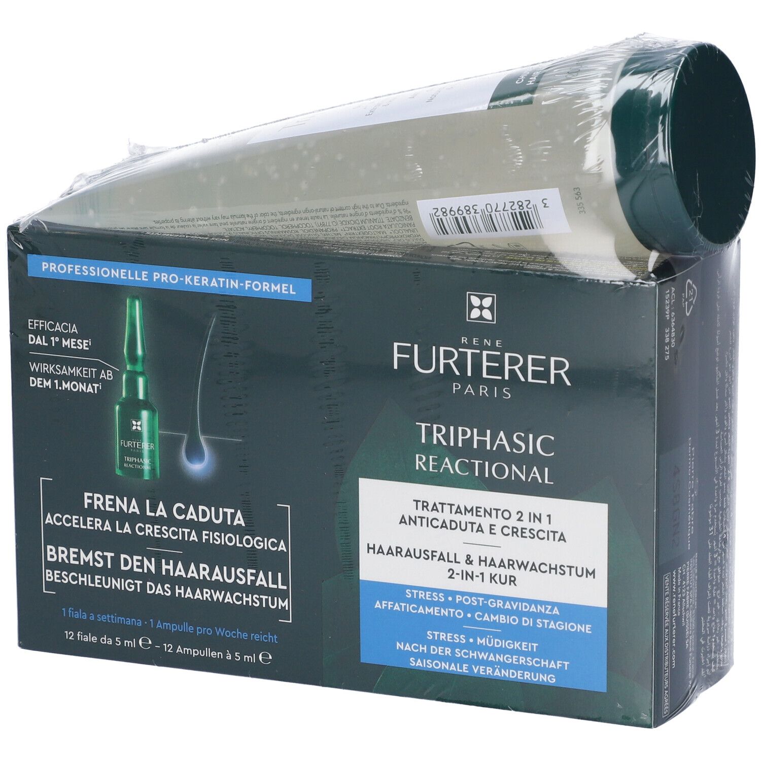 Rene Furterer Paris Triphasic Reactional Ampolle + Shampoo Anticaduta Omaggio - Redcare