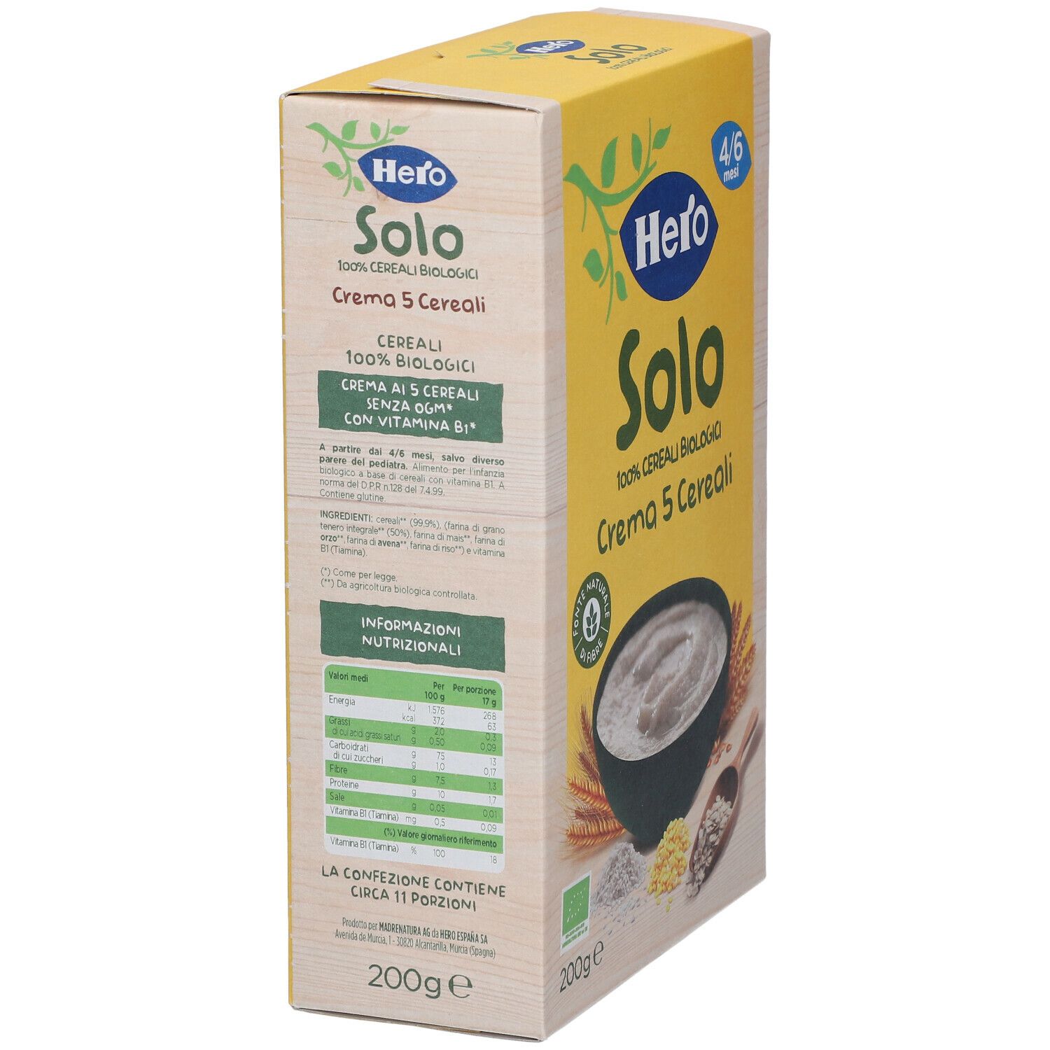 Hero Solo Crema 5 Cereali biologica 200 g - Redcare
