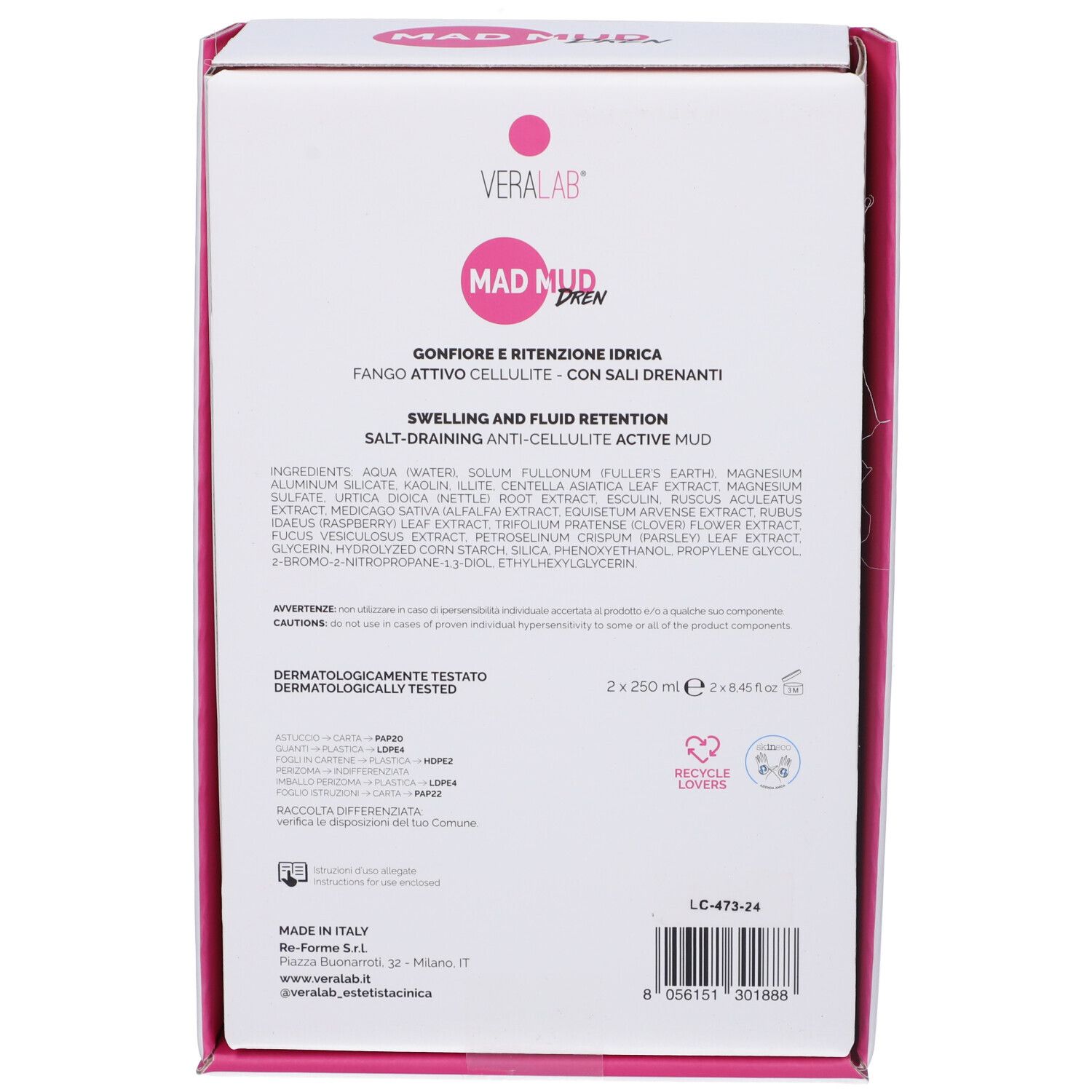 Veralab Mad Mud Fango Attivo Cellulite con Sali Drenanti 2X 500 ml ...