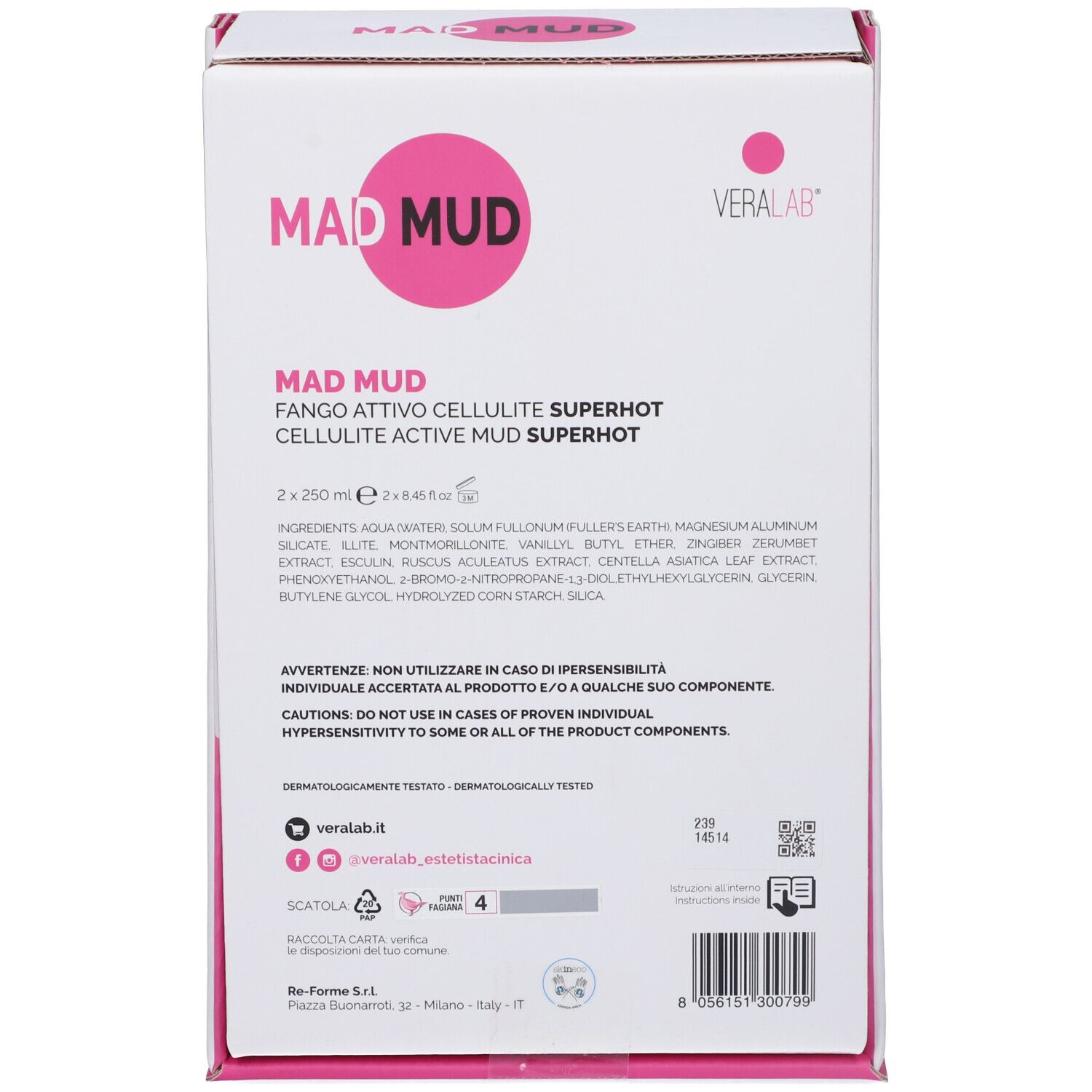 Veralab Mad Mud Fango Attivo Cellulite Superhot 2X 500 ml - Redcare