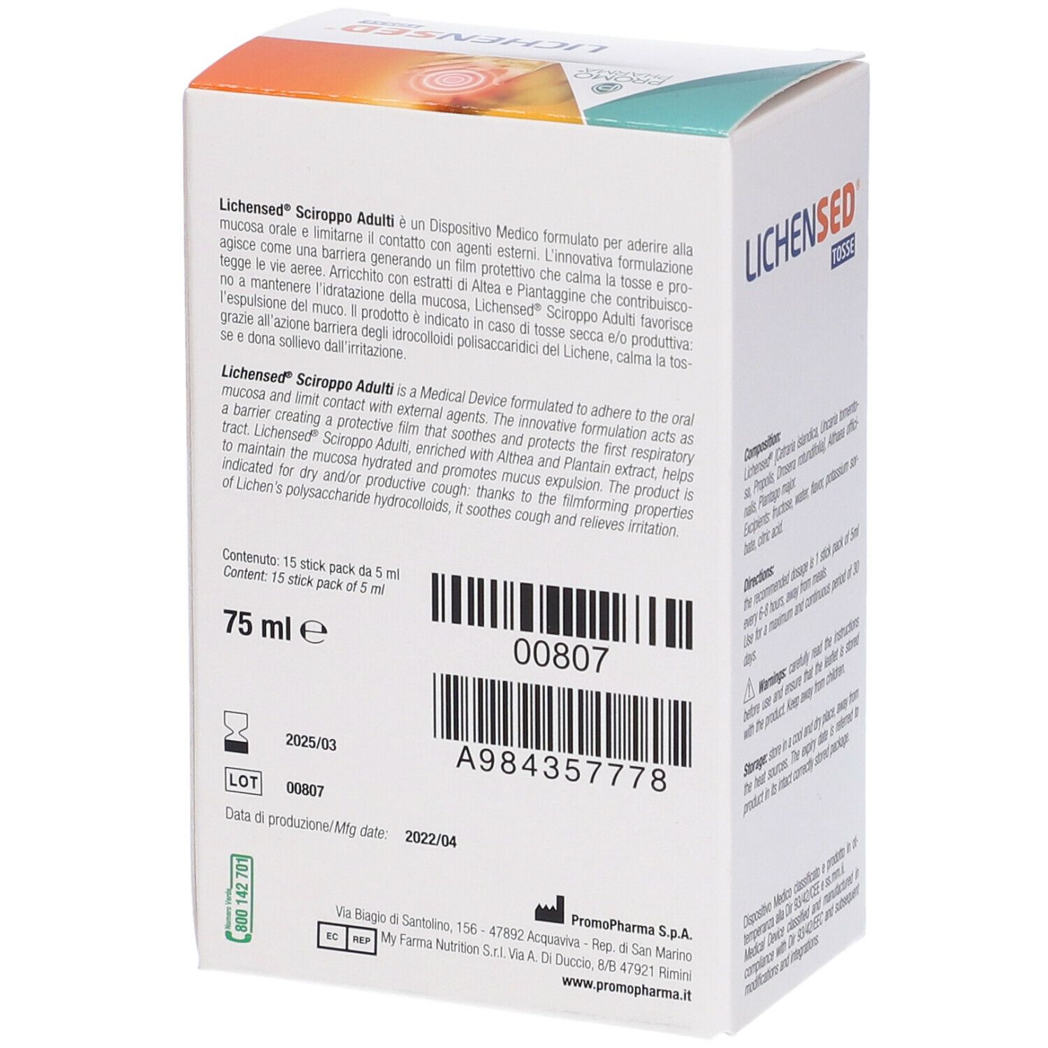 PromoPharma® Lichensed® Sciroppo Adulti Stick 15x5 ml - Redcare