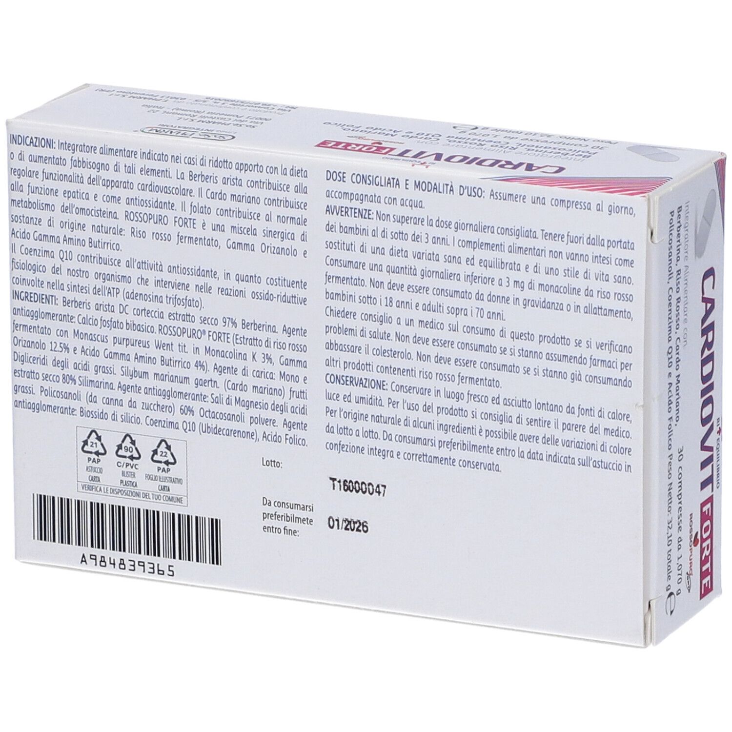 Cardiovit Forte 30 Compresse 32,1 g - Redcare