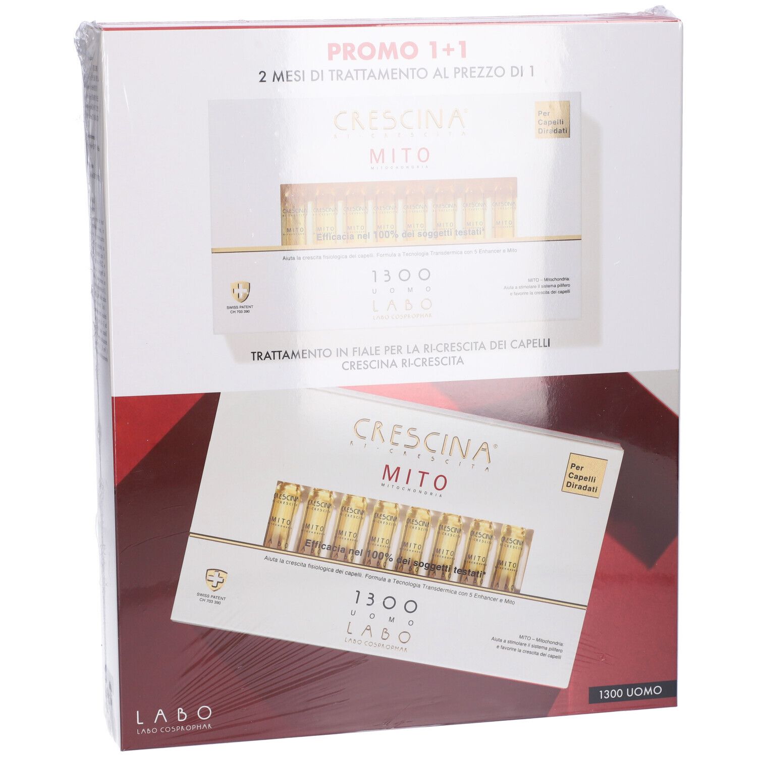 Labo Transdermic Crescina Mito Ri-Crescita 1300 Uomo Promo 20+20 Fiale ...