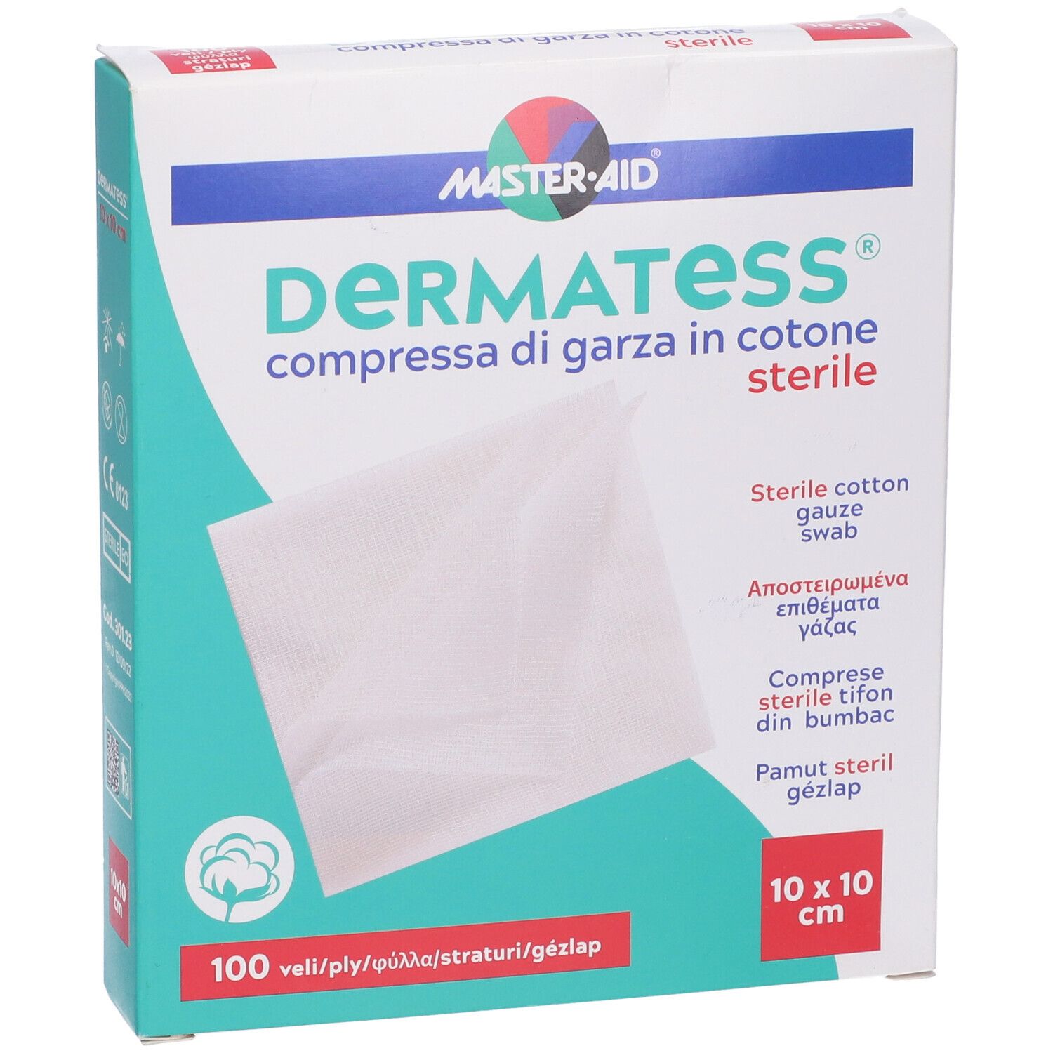 Garza Idrofila Dermatess Cotone 10x10 cm 100 pz - Redcare
