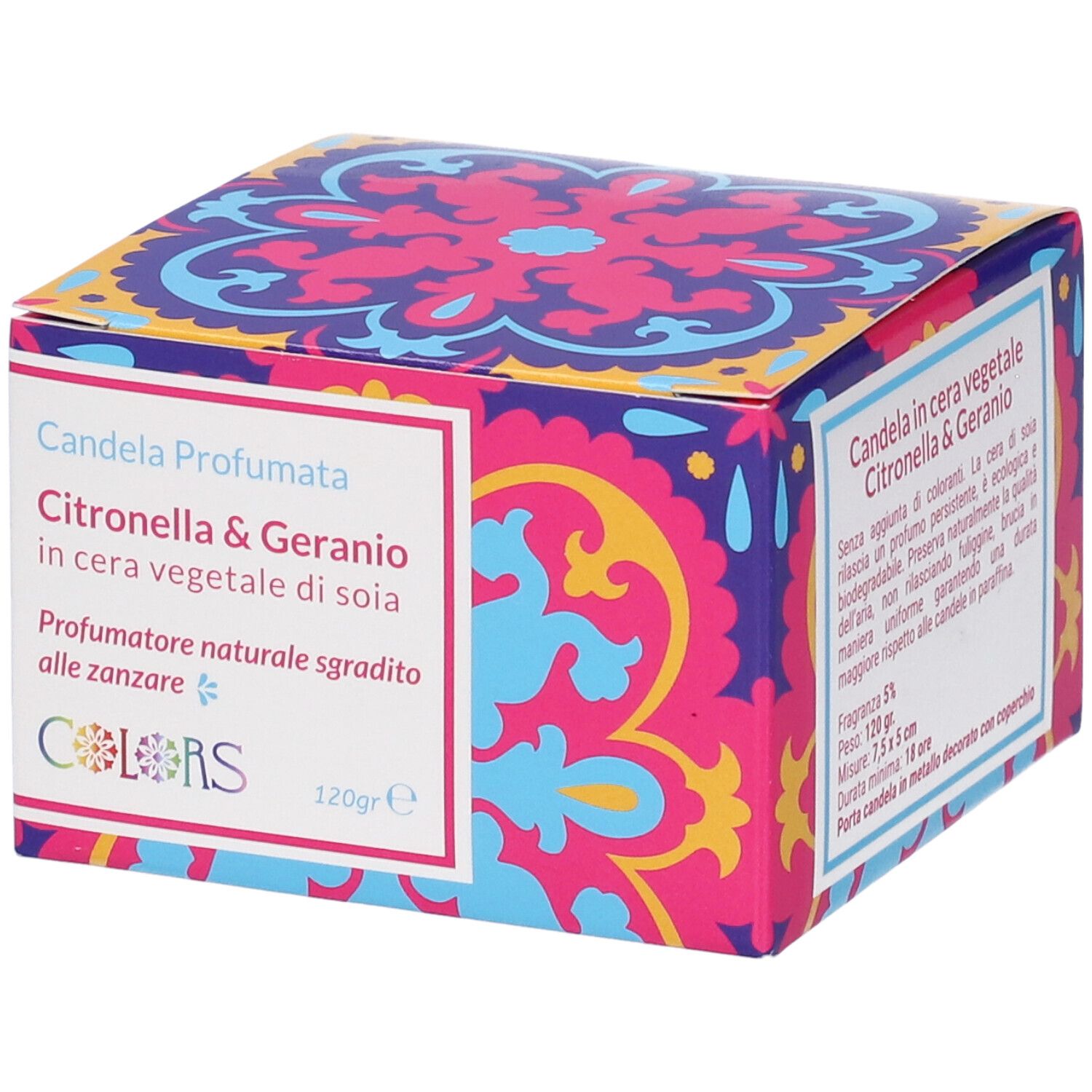 Colors Candela Profumata Citronella e Geranio in Cera Vegetale di Soia ...