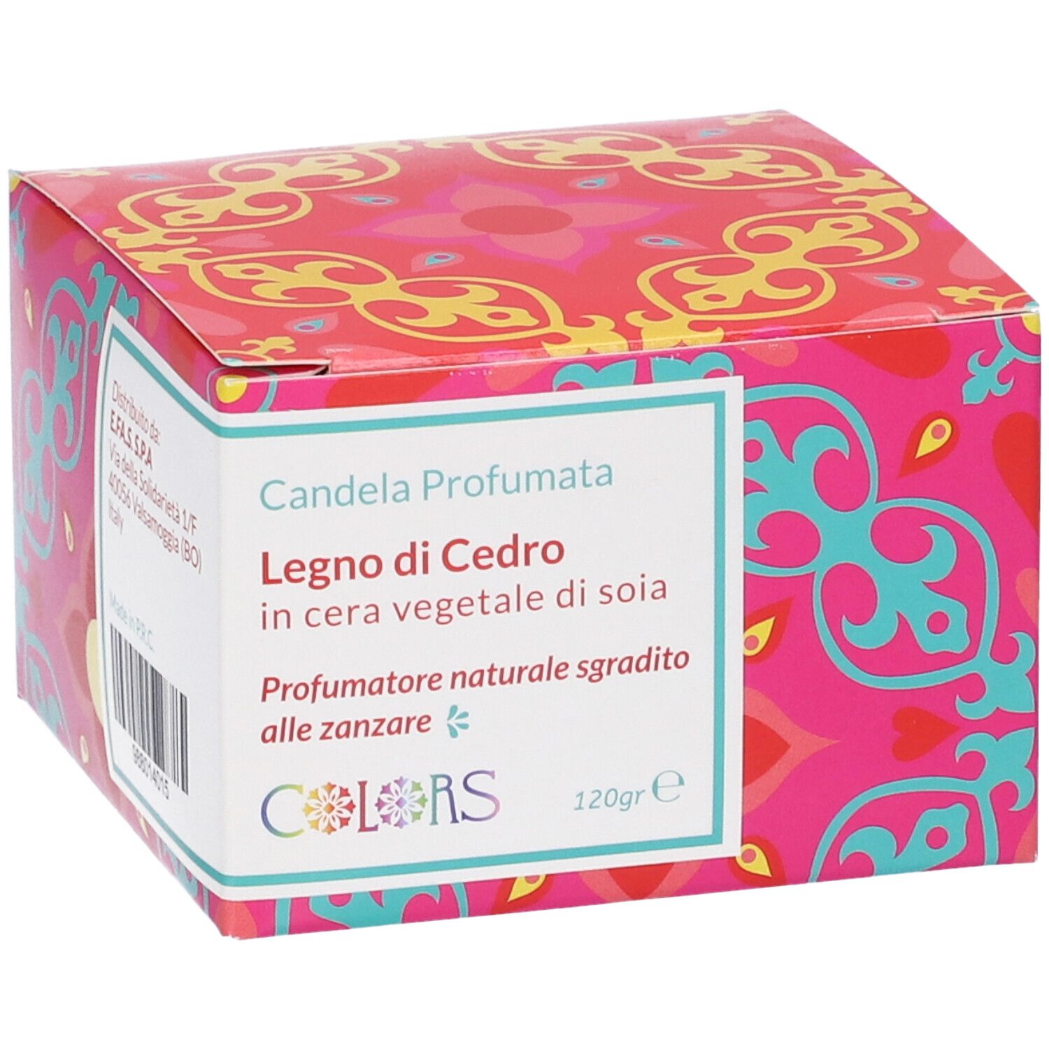 Colors Candela Profumata Legno di Cedro in Cera Vegetale di Soia 120 g ...