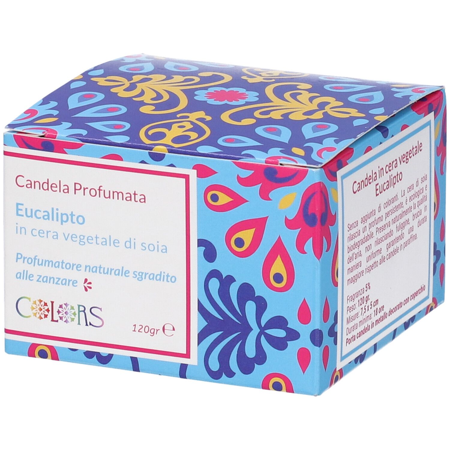 Colors Candela Profumata Eucalipto in Cera Vegetale di Soia 120 g - Redcare