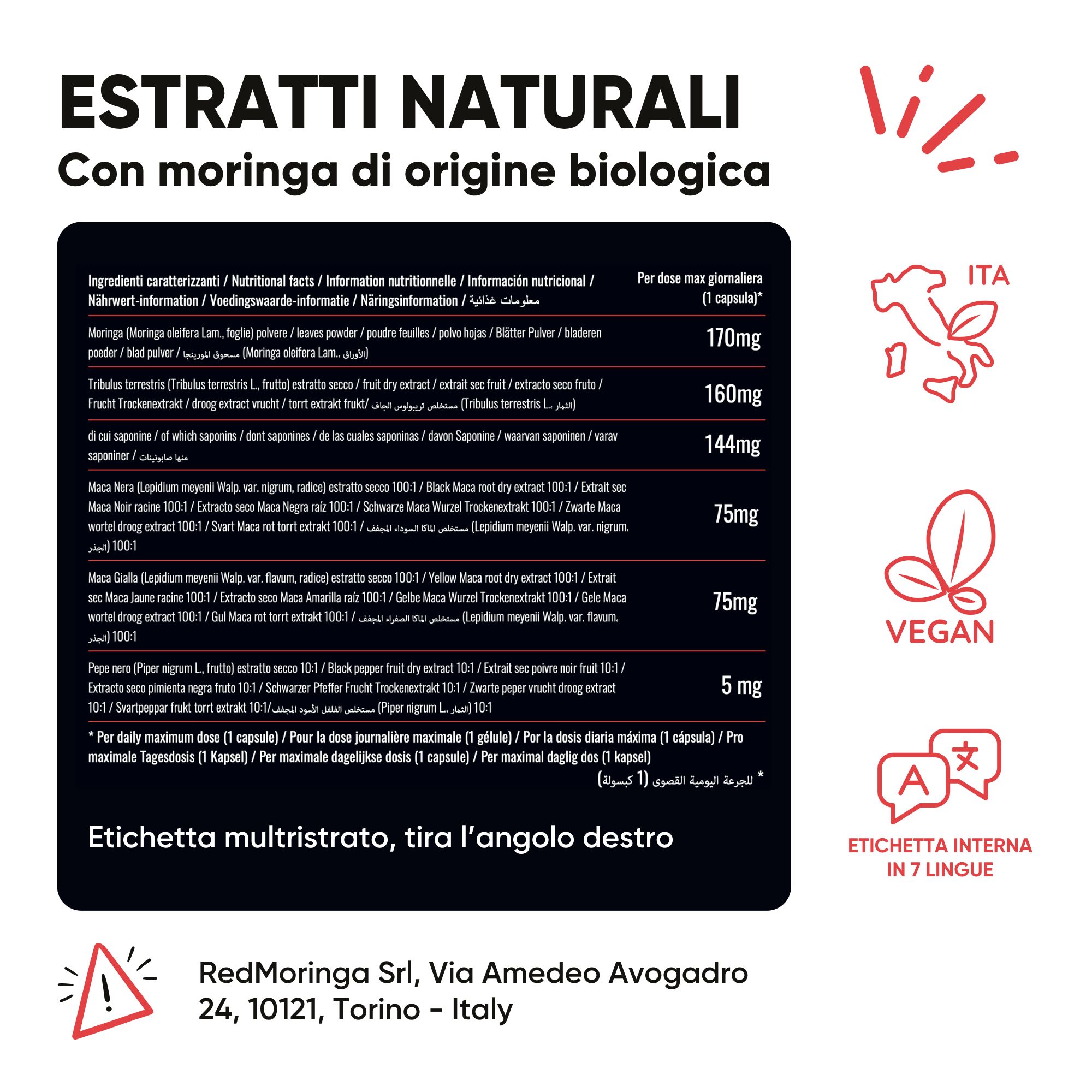 RedMoringa INCA FORCE Maca Nera e Gialla 100:1 6 pz - Redcare