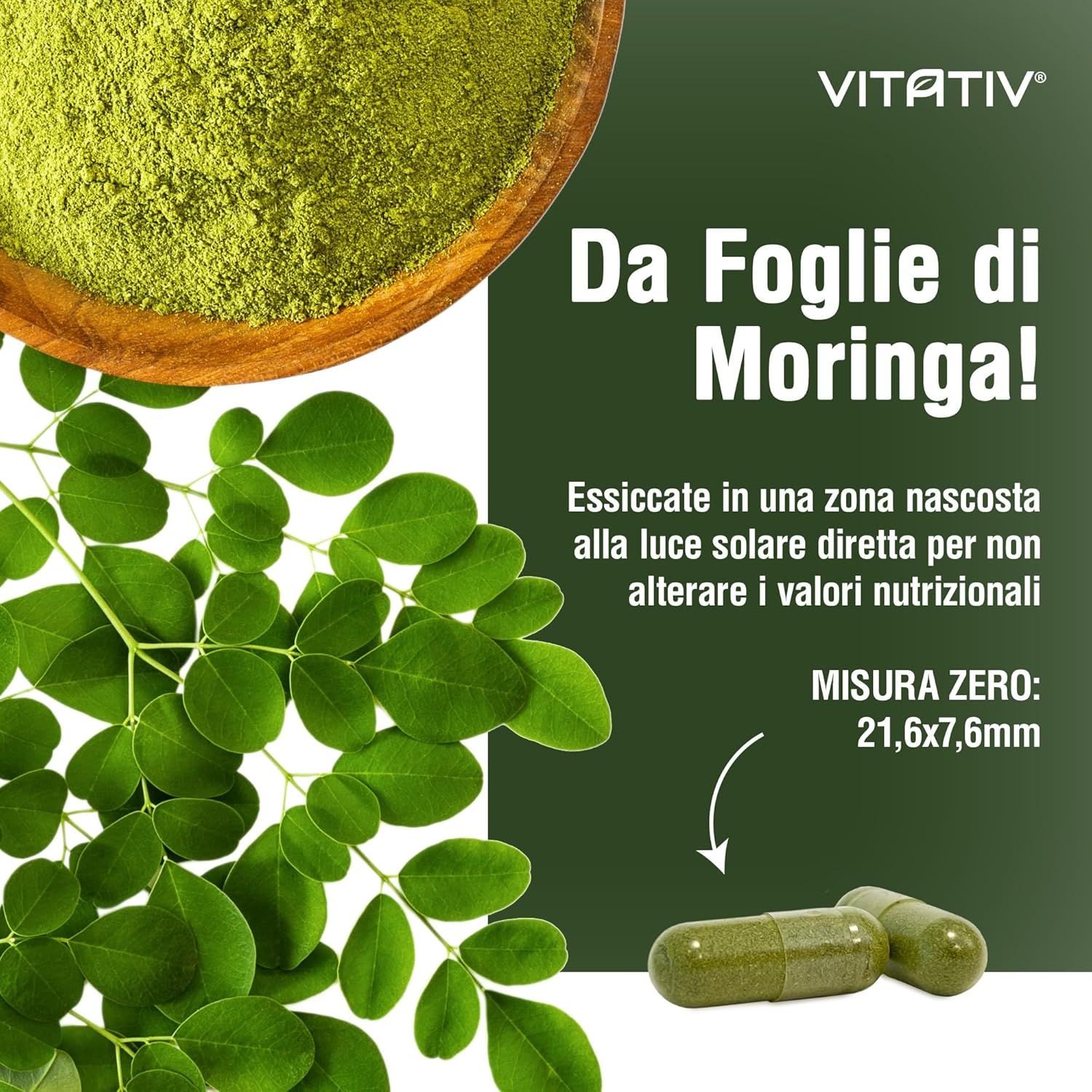 VITATIV® Moringa Oleifera Biologica BIO - 90 Capsule Vegetali da 360 mg ...