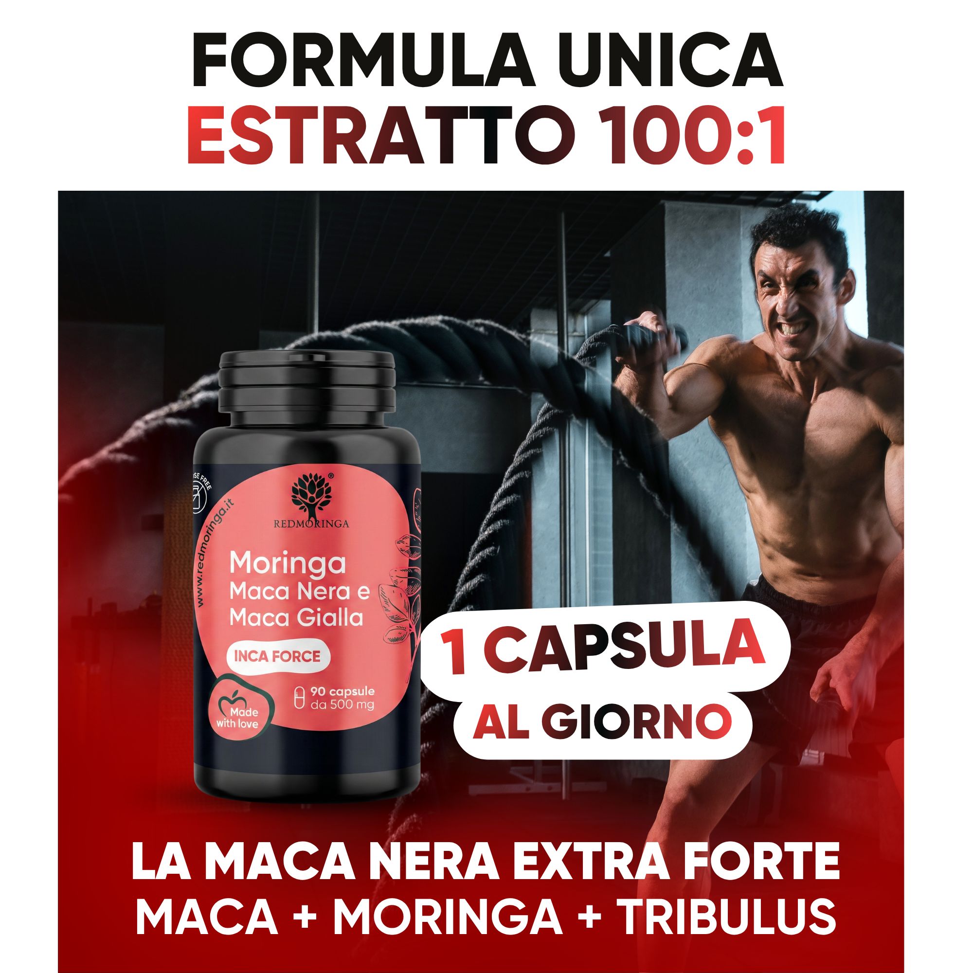 RedMoringa INCA FORCE Maca Nera e Gialla 100:1 270 Capsule 3 pz - Redcare