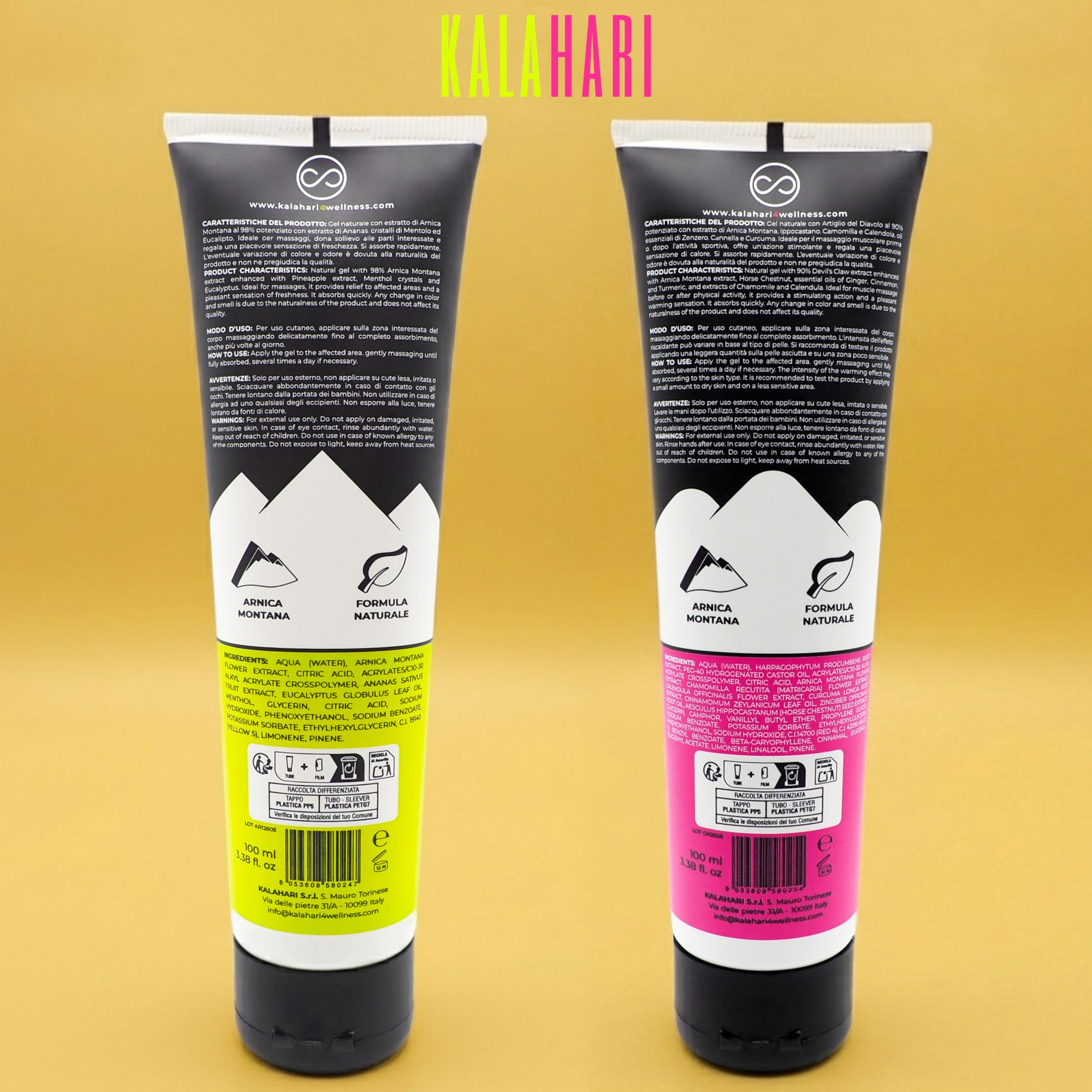 KALAHARI Kit Caldo + Freddo, Arnica Gel 98% + Artiglio del Diavolo, Pre ...